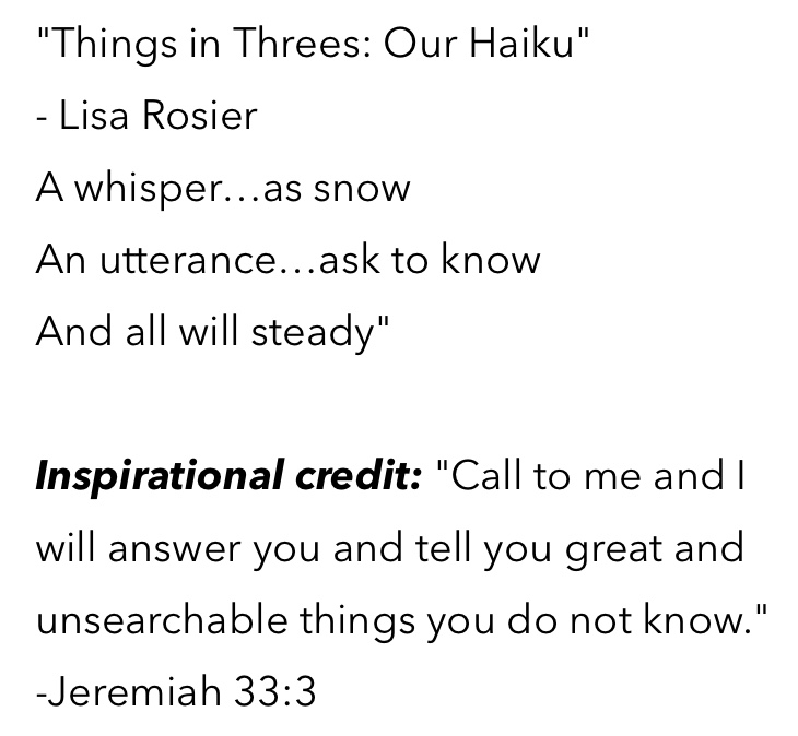 Things in Threes: Our Haiku | LisaRosier.com